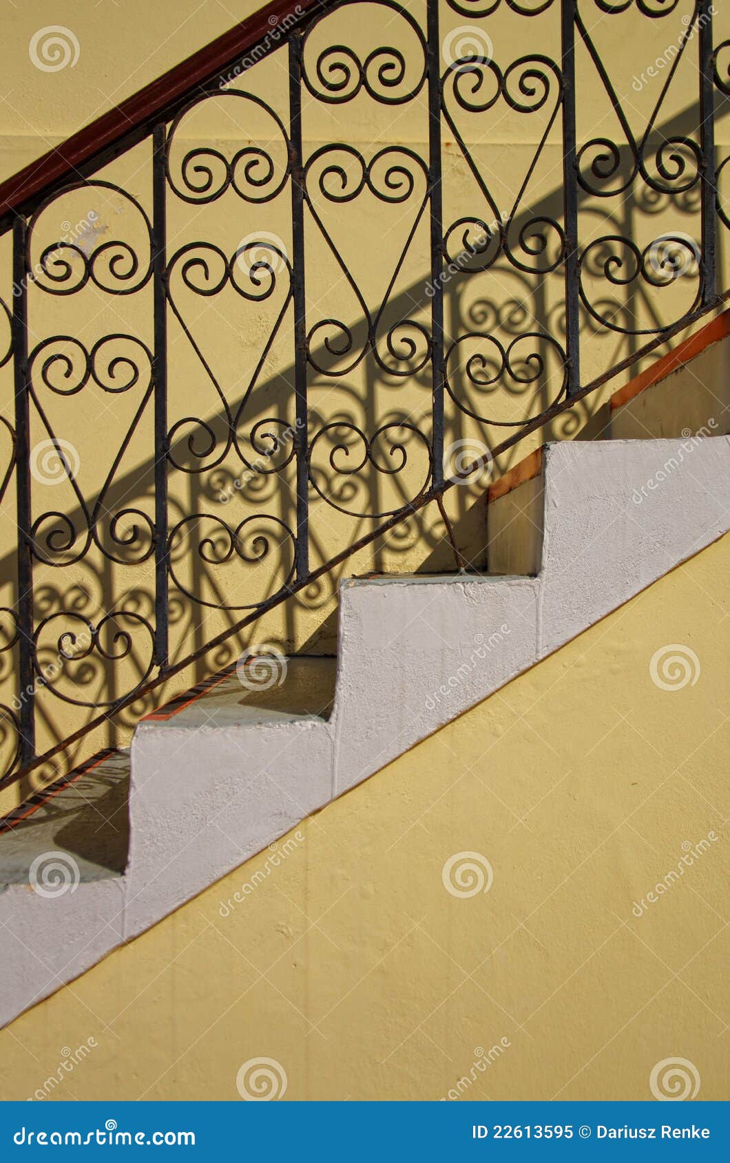 Shadow And Old Stairs With Railing Royalty-Free Stock Photo ...