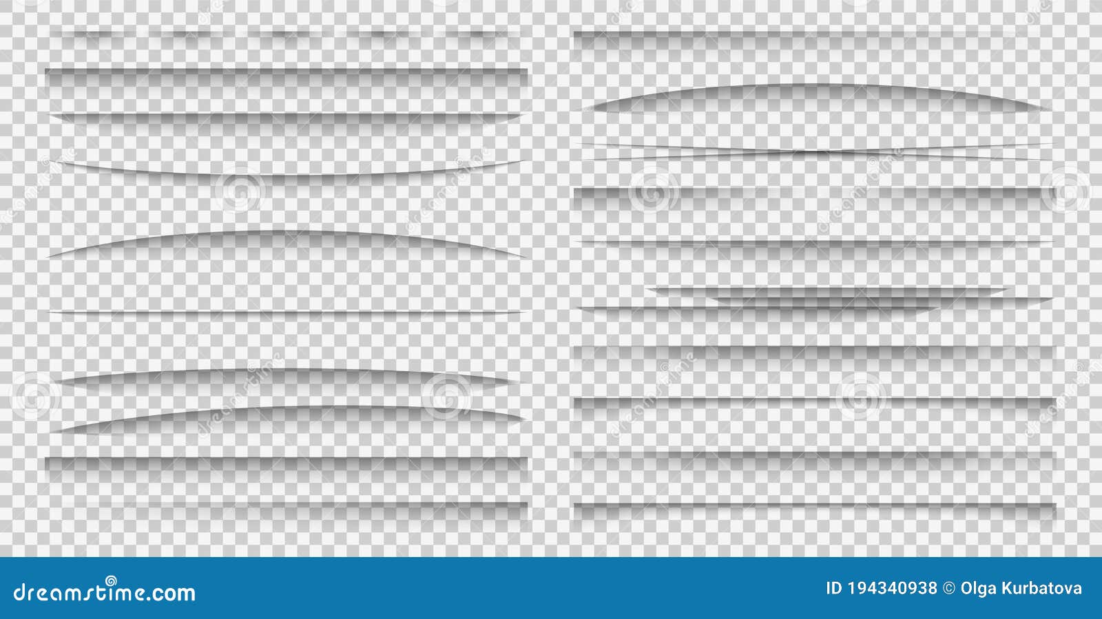 Shadow Overlay Effect. Realistic Different Forms Paper Divider Set ...