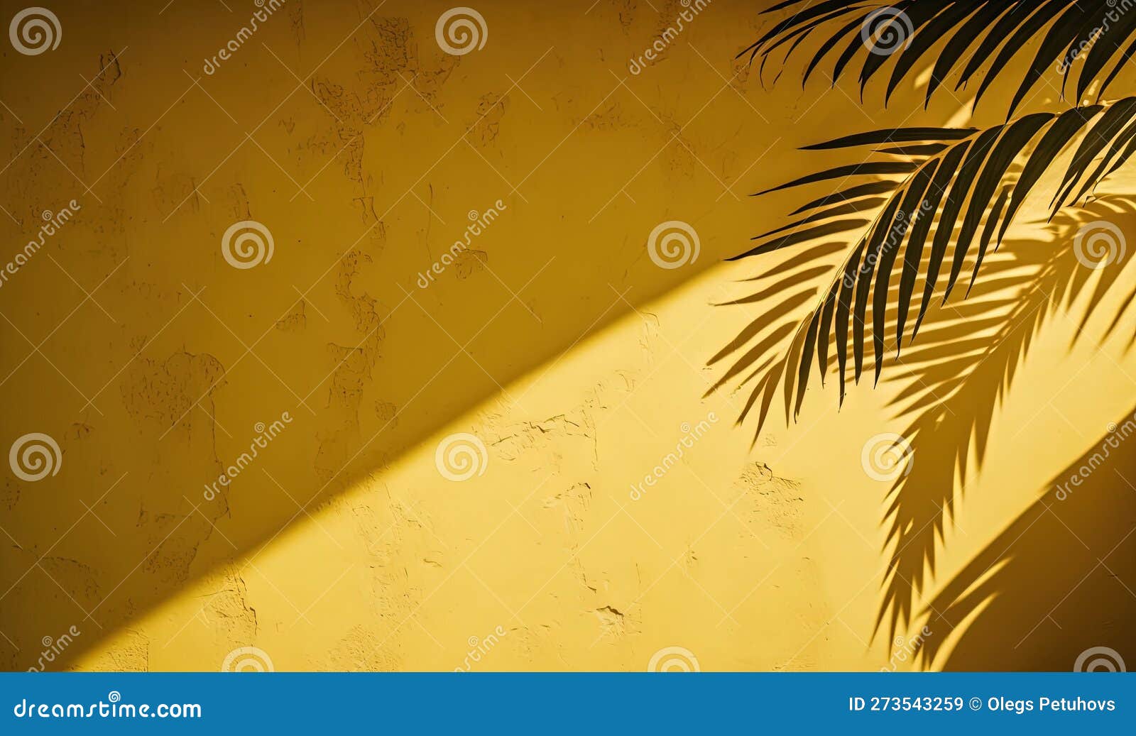 A Shadow of a Palm Tree on a Yellow Wall with a Shadow of a Palm Tree ...