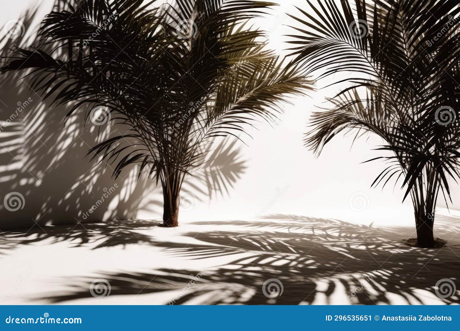 The Shadow of Palm Trees on White Background. Generative AI Stock ...