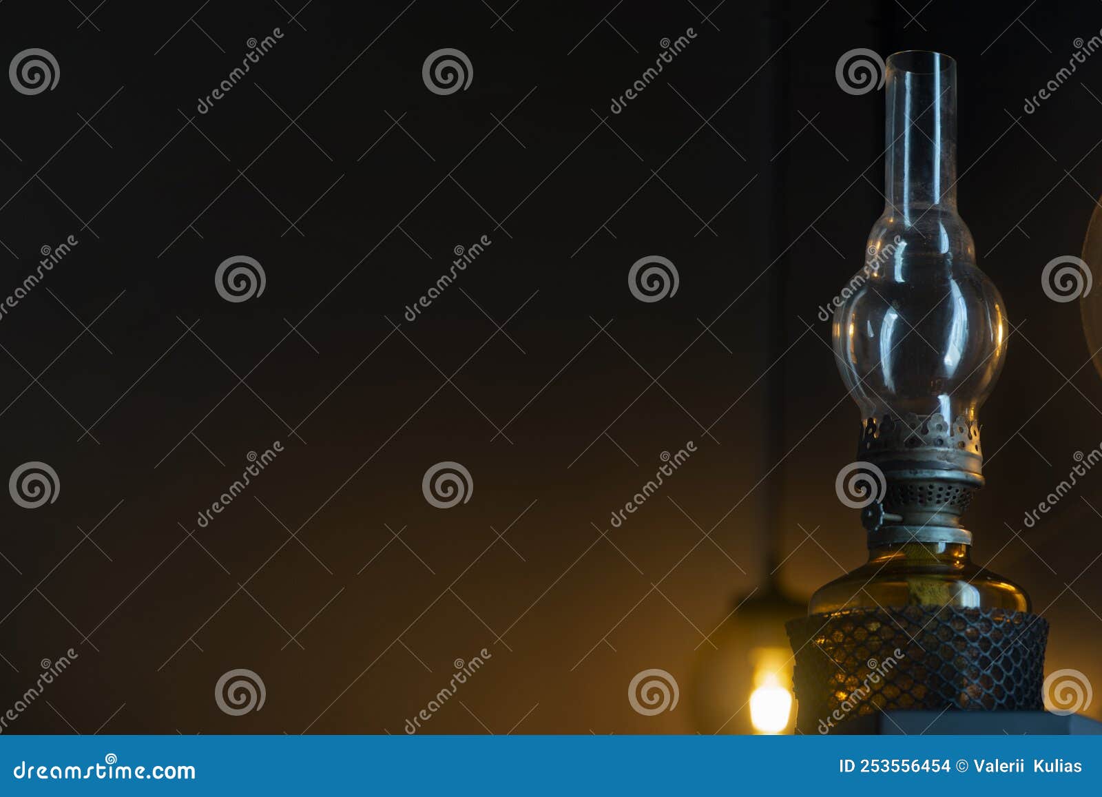 Kerosene Lamp in the Interior. an Old, Outdated Lamp.19th Century Lamp ...
