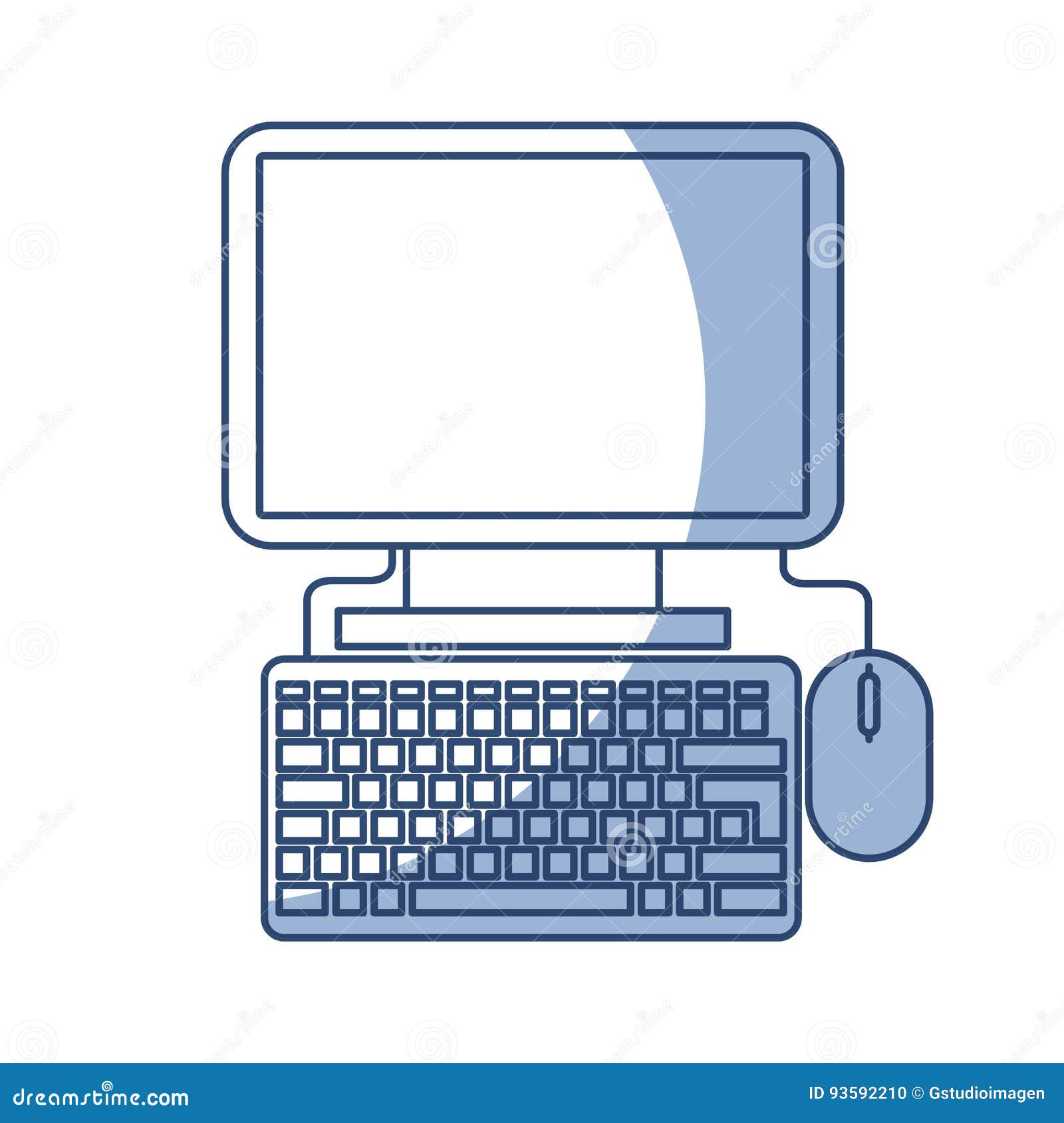 Shadow pc cartoon stock vector. Illustration of electronic - 93592210