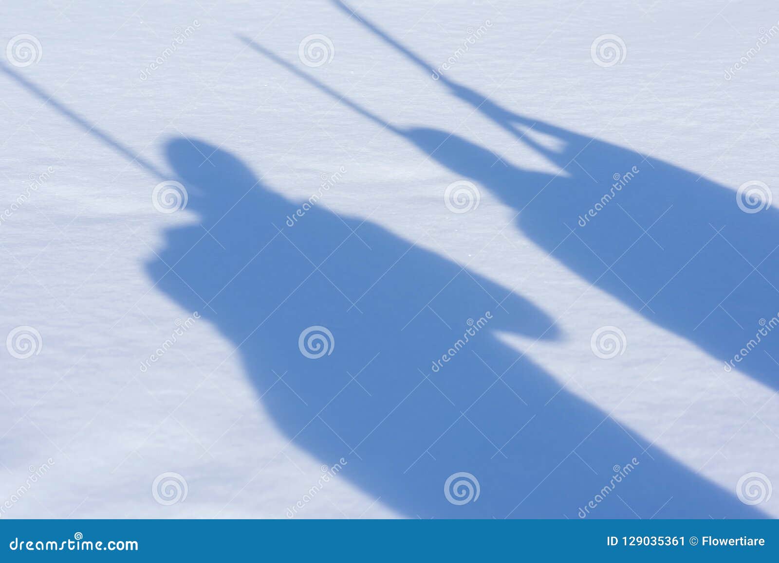 Shadow of People with Skis on the Snow. Stock Image - Image of male ...