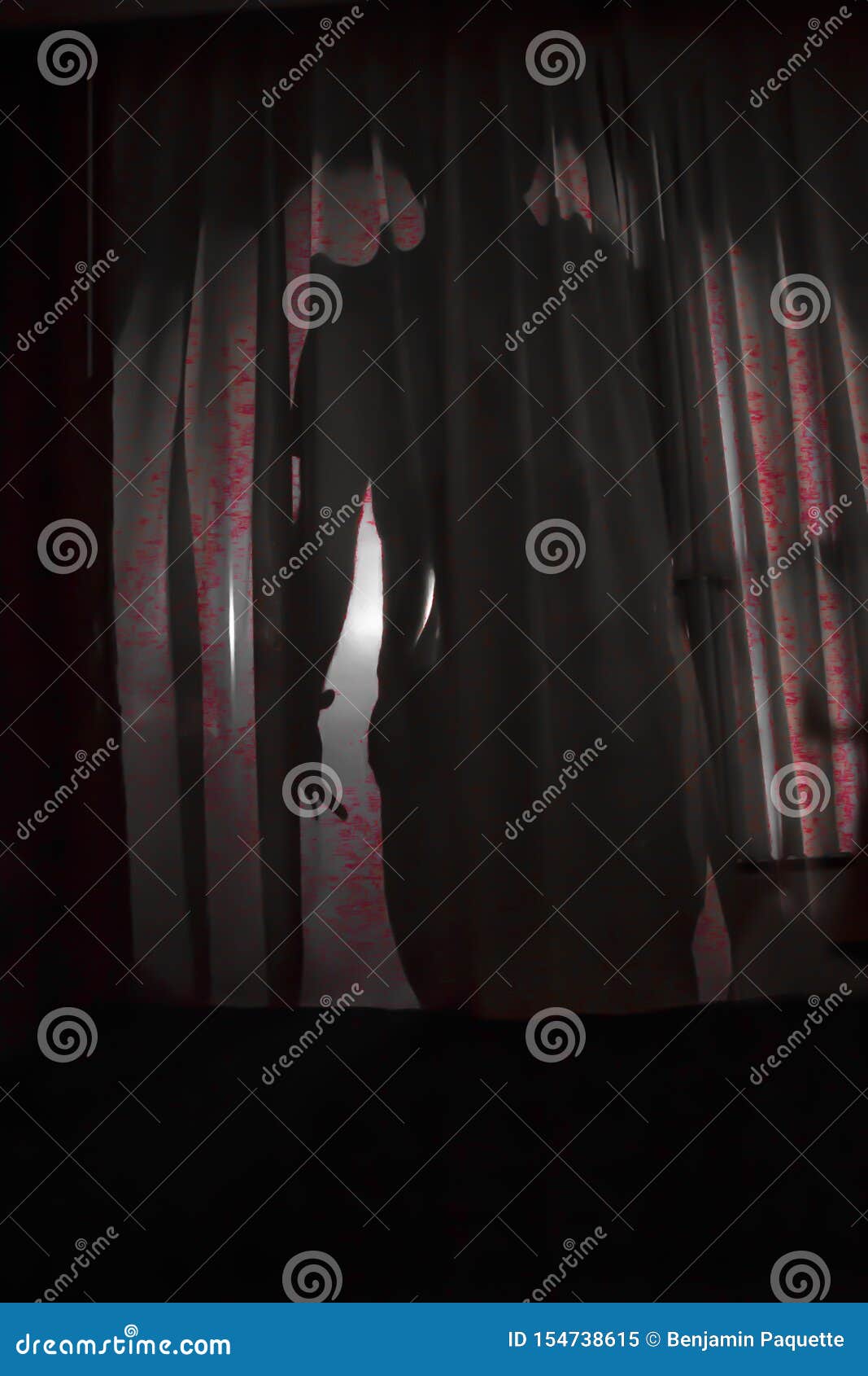 Shadow of a Person Behind a Curtain Stock Image - Image of cinema ...