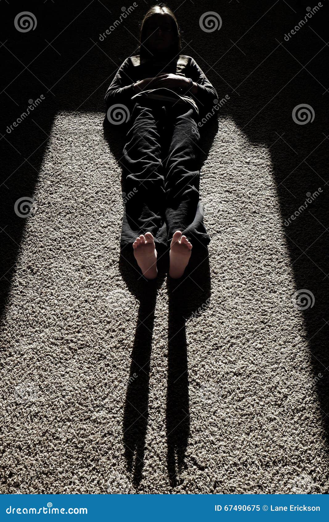 Shadow of Person Lying on Floow with Sunlight Legs Feet Stock Image ...