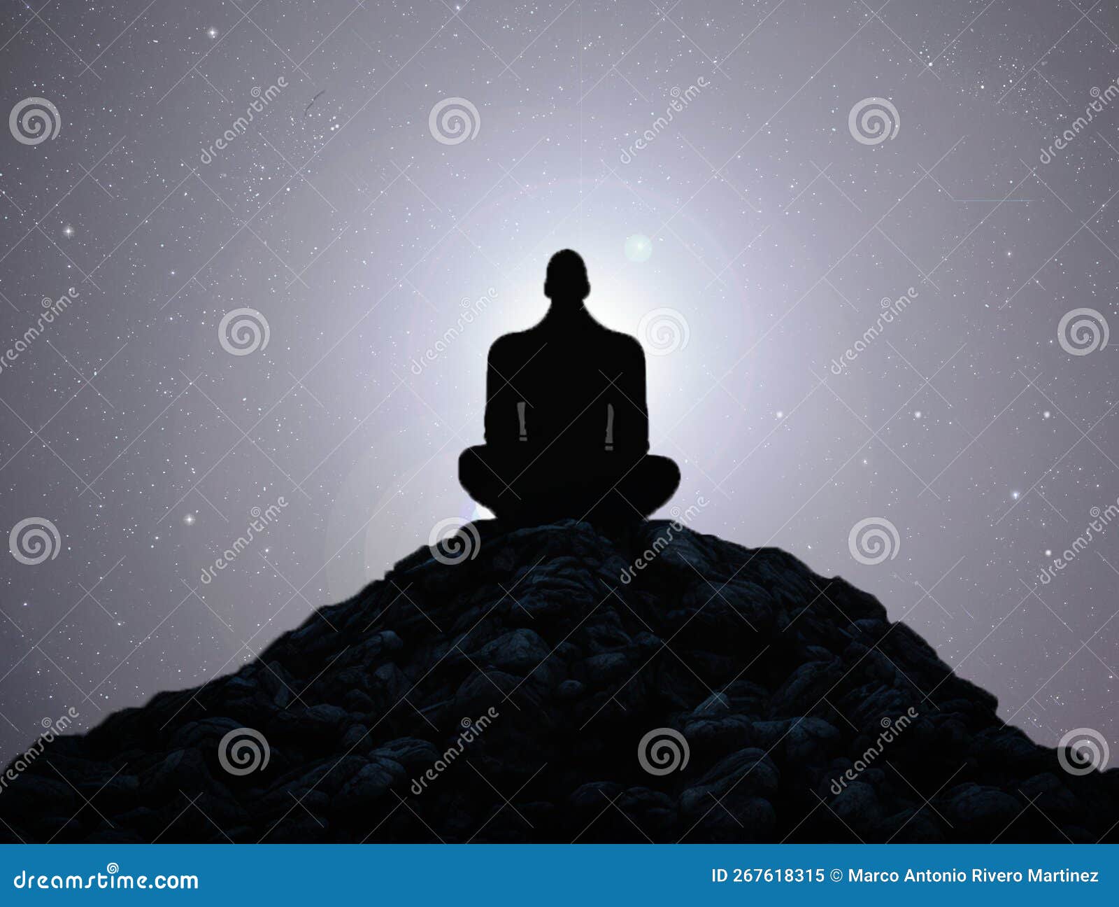 Shadow of a Person Meditating Stock Image - Image of nebula, cosmic ...