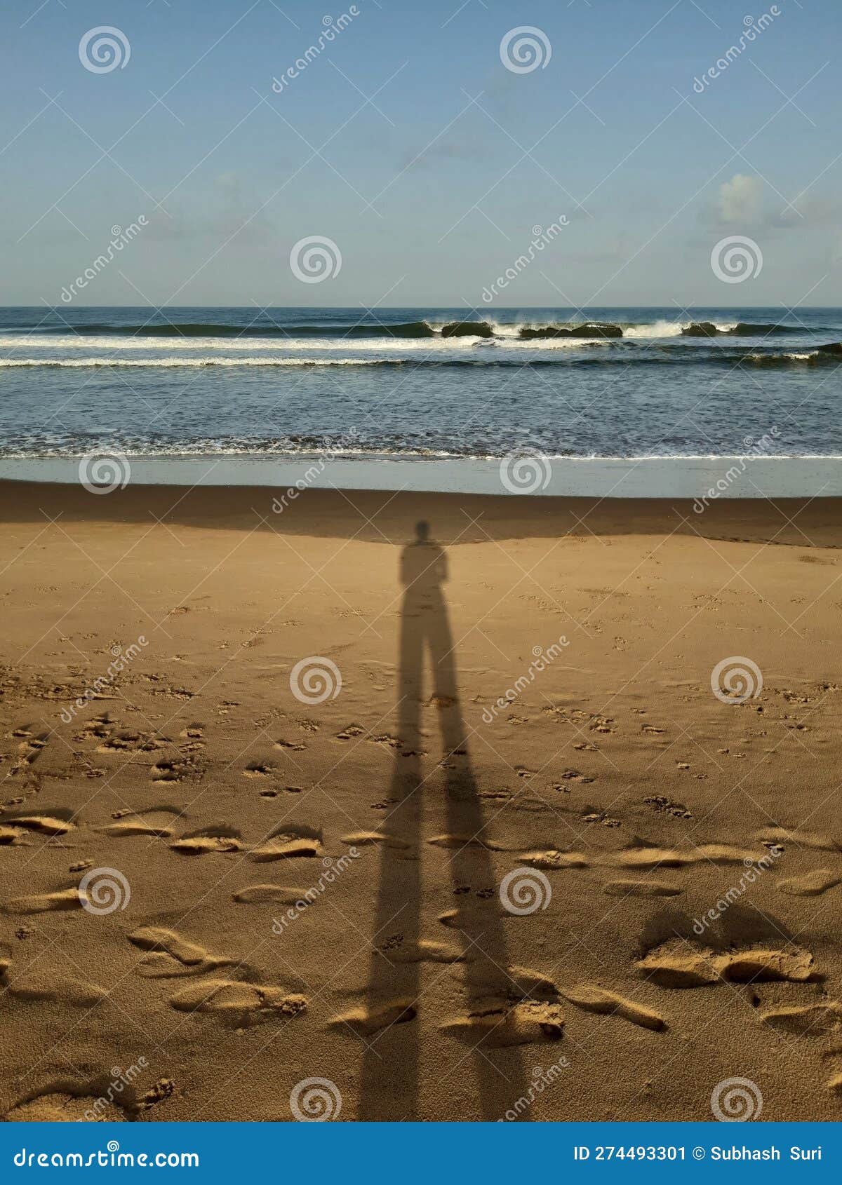 Shadow of a Person Standing in Front of Sea Stock Image - Image of ...