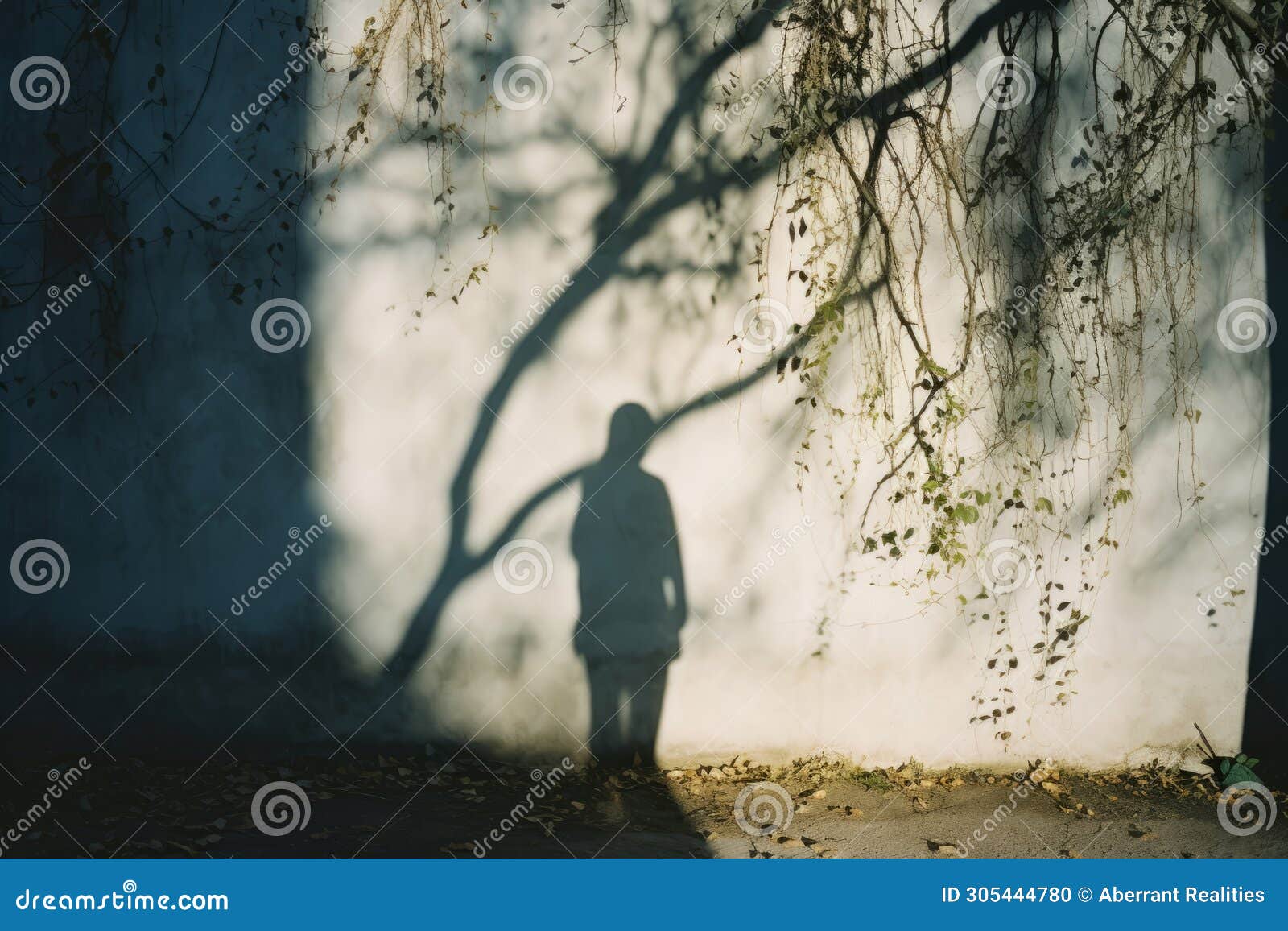 A Shadow of a Person Standing in Front of a Tree Stock Illustration ...