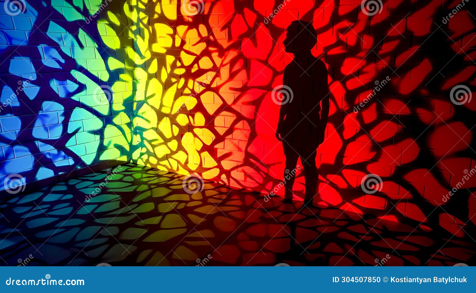 Shadow of Person Standing in Front of Wall with Pattern on it ...