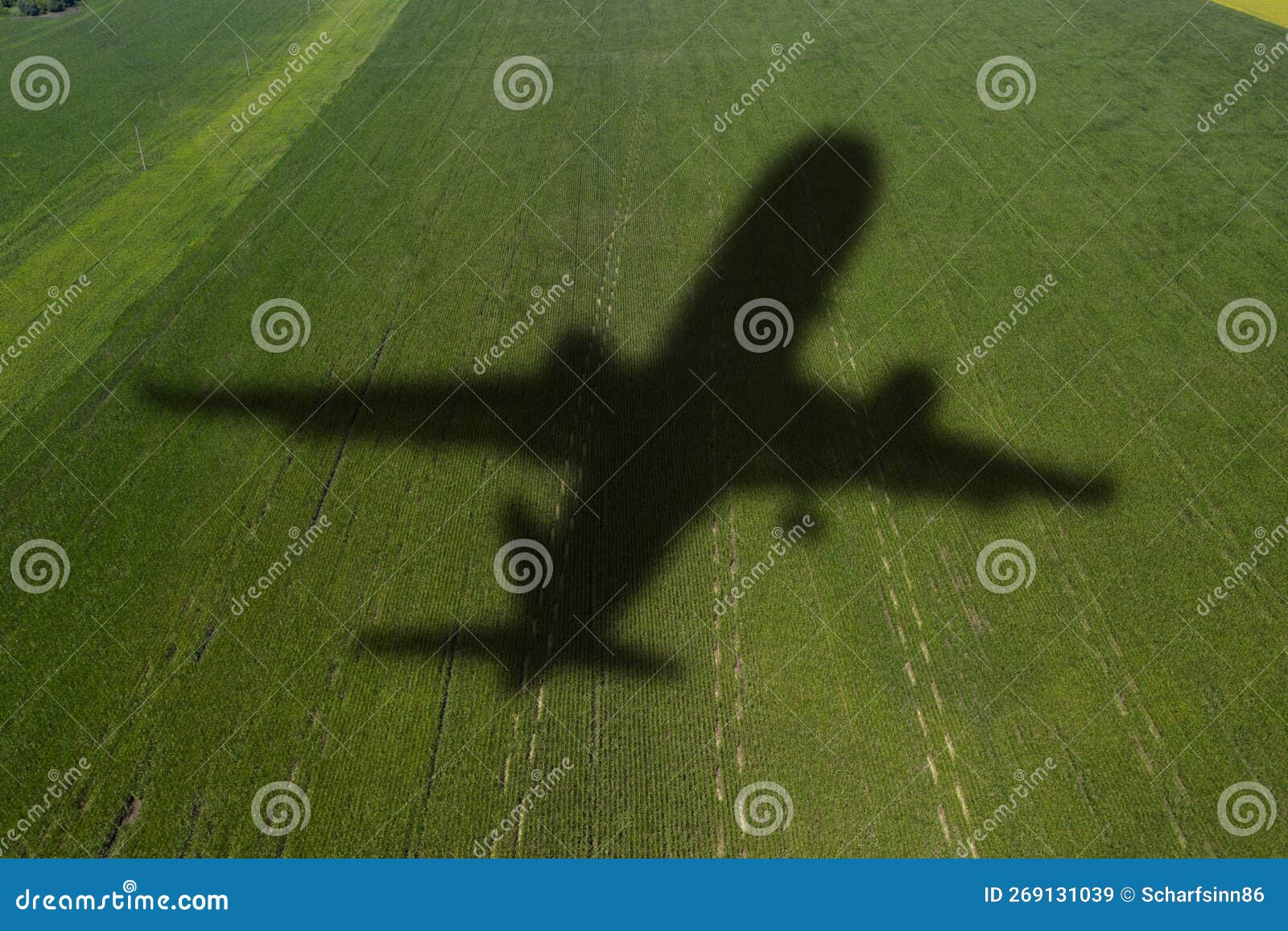 Shadow of the Plane on the Agricultural Field. Stock Image - Image of ...