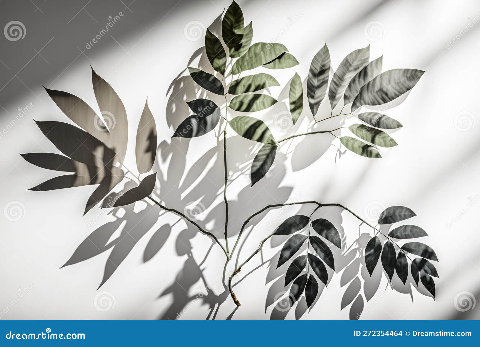 A Shadow of a Plant on a Wall with Leaves on it Stock Illustration ...