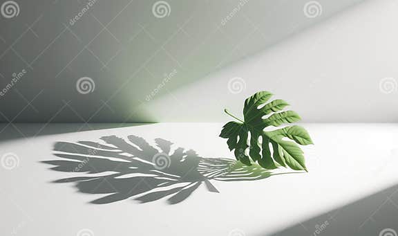 A Shadow of a Plant on a White Surface with a Light Shining on it Stock ...