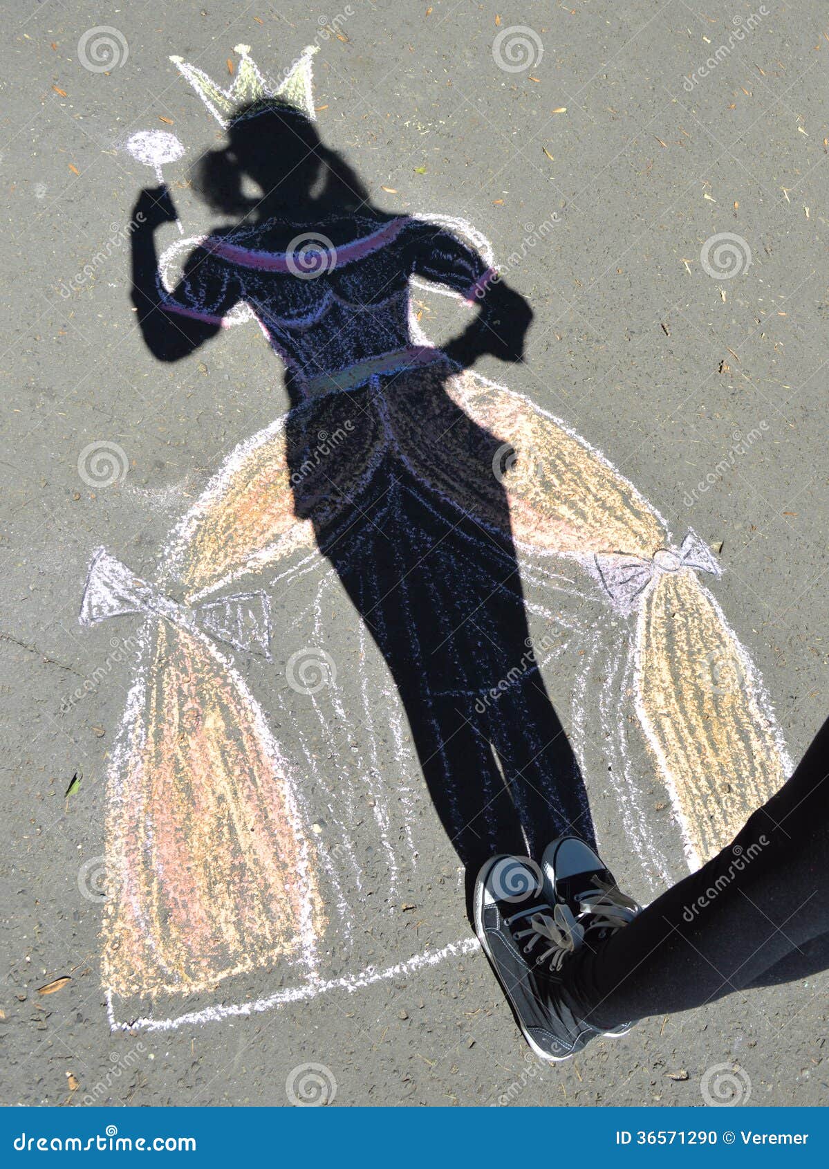 Shadow Princess on Asphalt. Stock Photo - Image of paving, childhood ...