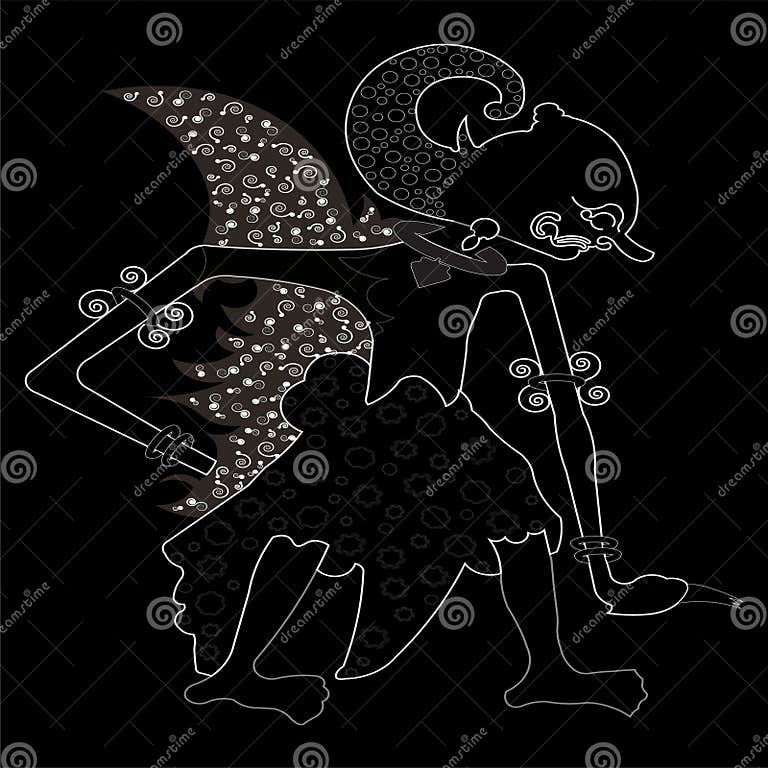 Black and White Arjuna Shadow Puppet Java Stock Illustration - Illustration of elegant, people ...