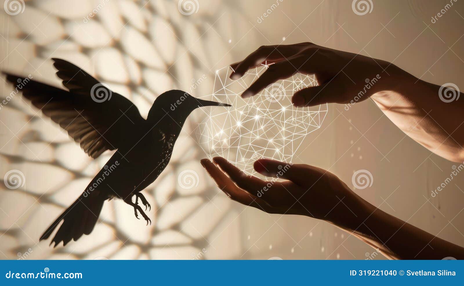 Shadow Puppet Of A Bird Formed By Hands, Transforming Into Detailed ...