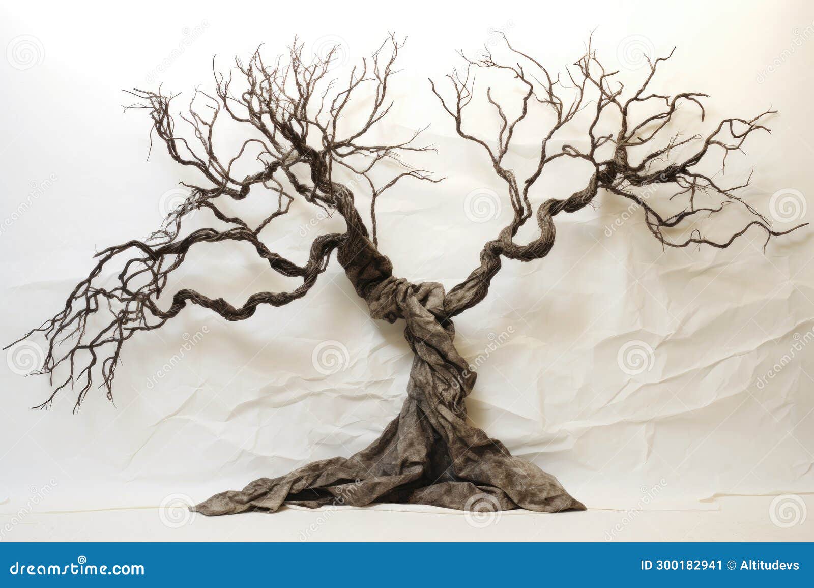 A Shadow Puppet of a Tree on a Crumpled Piece of Paper Stock Image ...