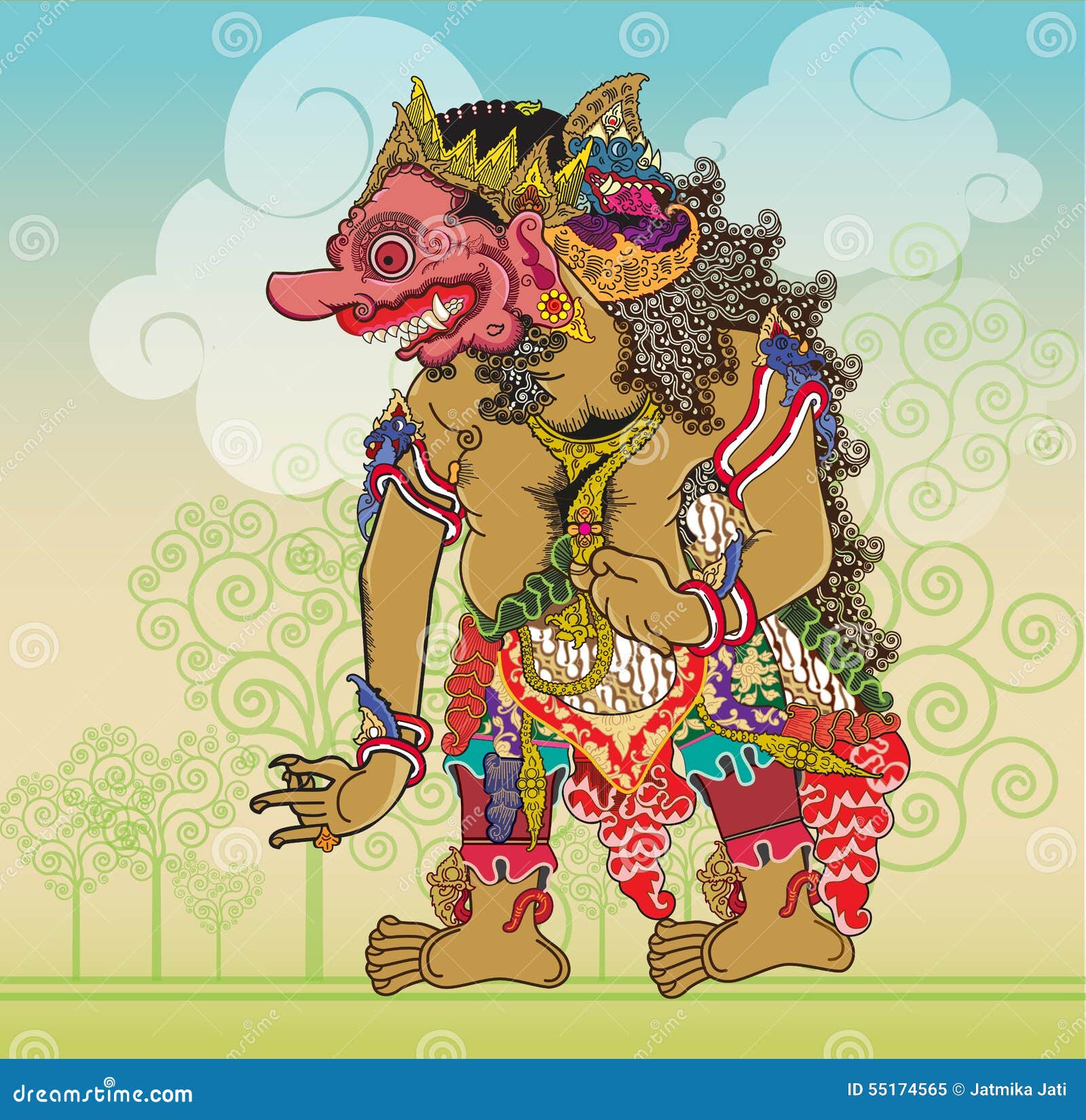 Ramayana Puppet Art In Indonesia With Embossed Gold Color Stock Photo ...