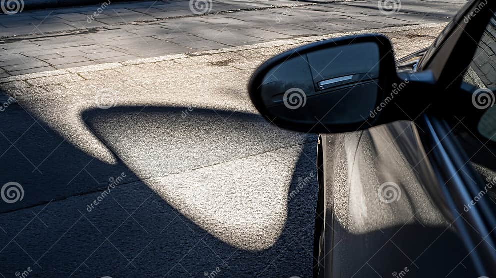 Shadow Reflection from Car Mirror on Pavement Stock Illustration ...