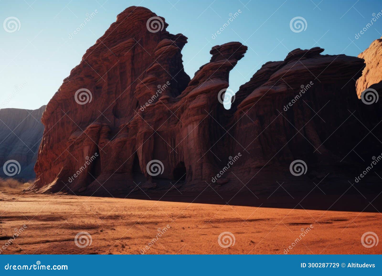 A Shadow of a Rock Formation Resembling a Dinosaur Stock Image - Image ...