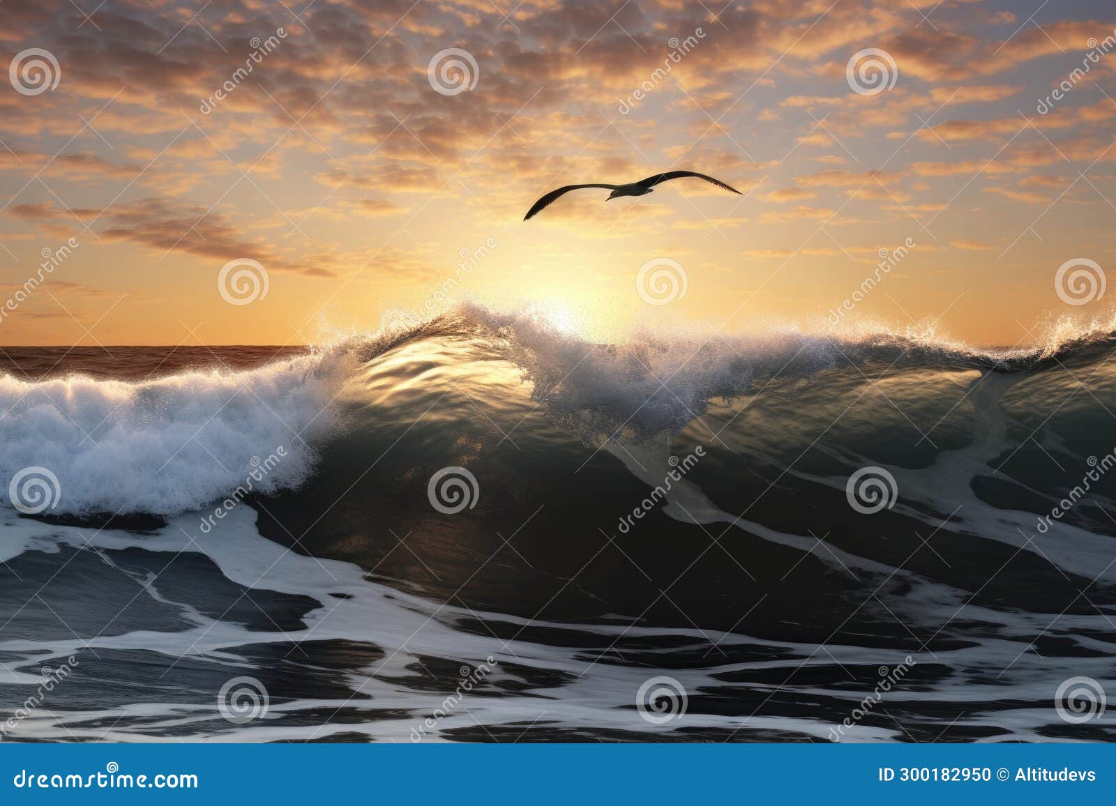 Shadow of a Seagull Flying Over a Serene Ocean Wave Stock Photo - Image ...