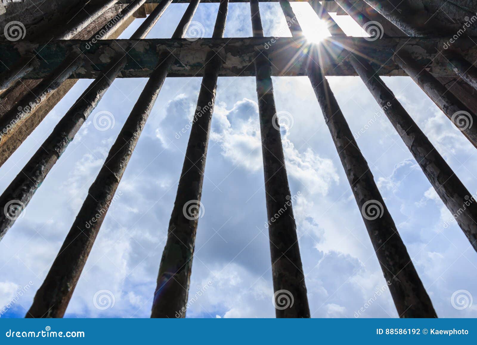Shadow Shining through the Bars of the Old Prison Stock Photo - Image ...