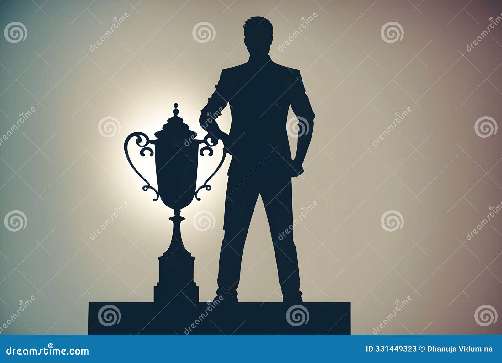 Shadow Silhouette of Man Holding Trophy Stock Illustration ...