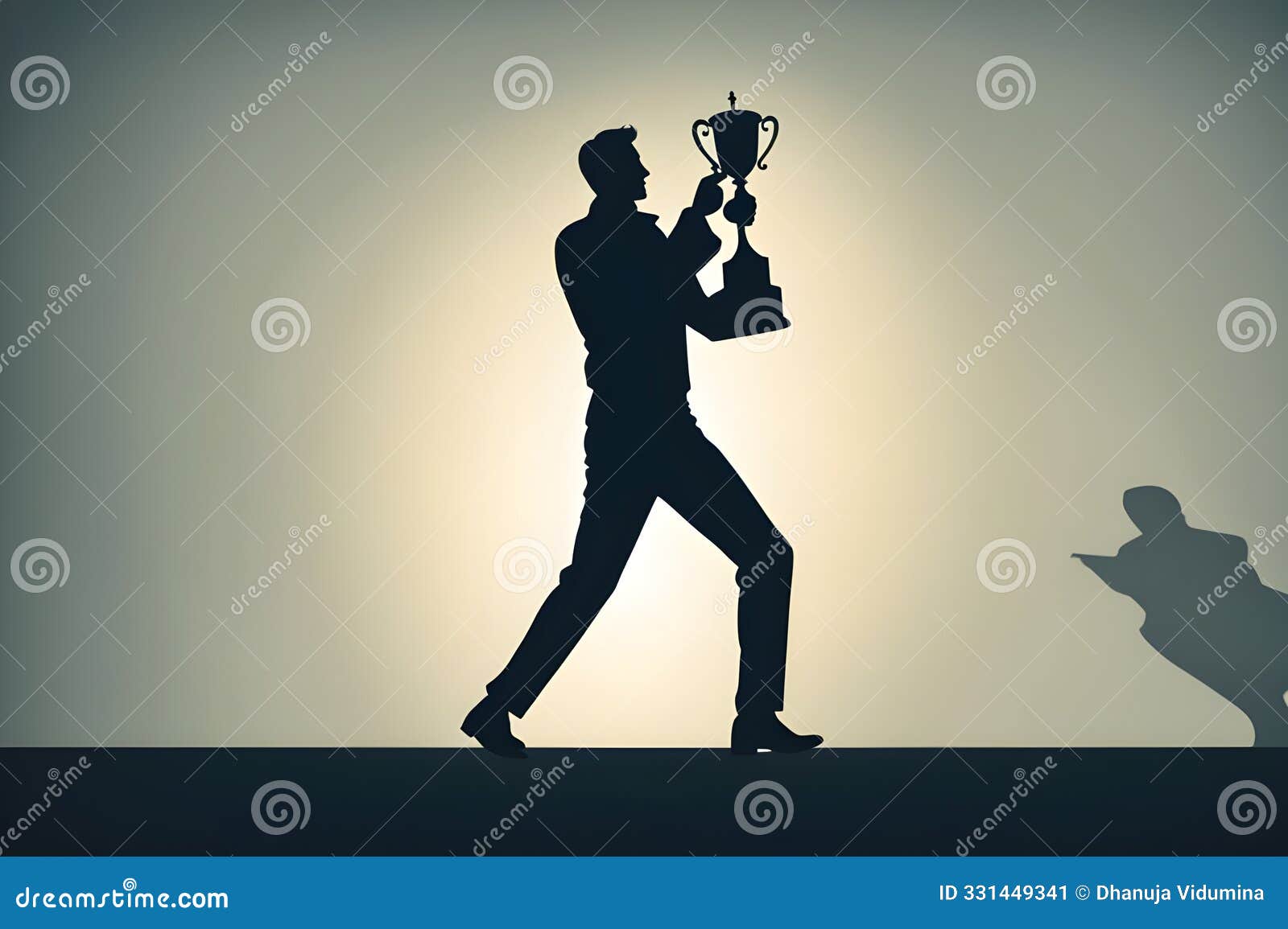 Shadow Silhouette of Man Holding Trophy Stock Illustration ...