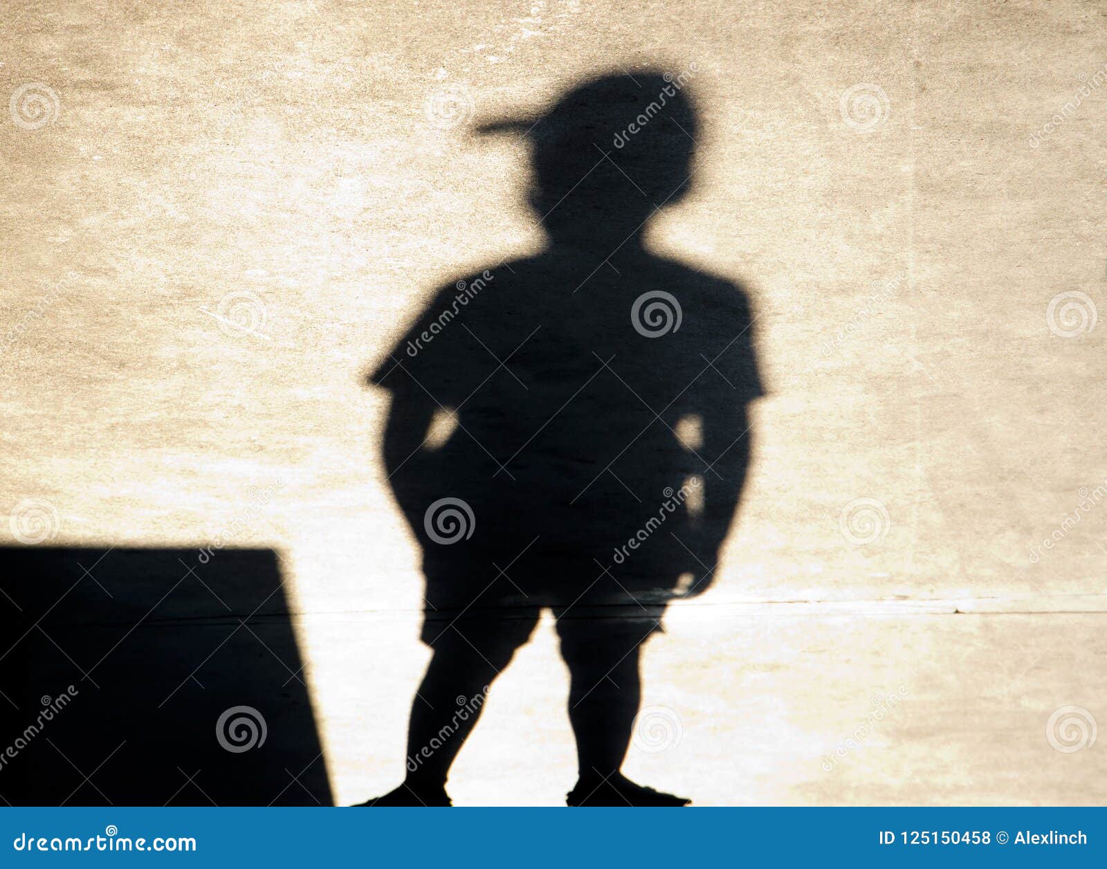 Shadow Silhouette of One Boy Standing Alone Stock Photo - Image of ...