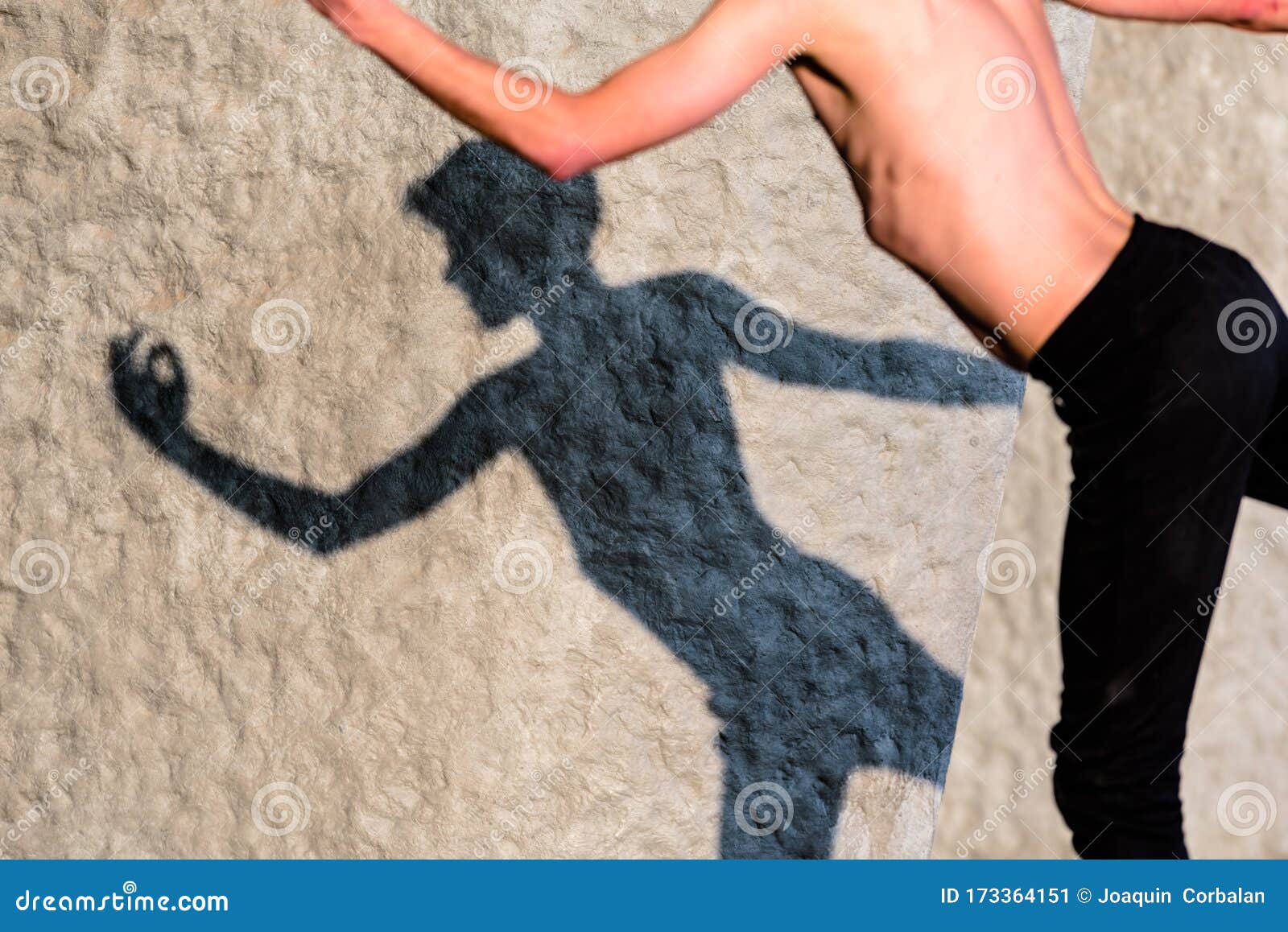 Shadow of the Silhouette of a Young Man Posing Like a Dance Stock Image ...