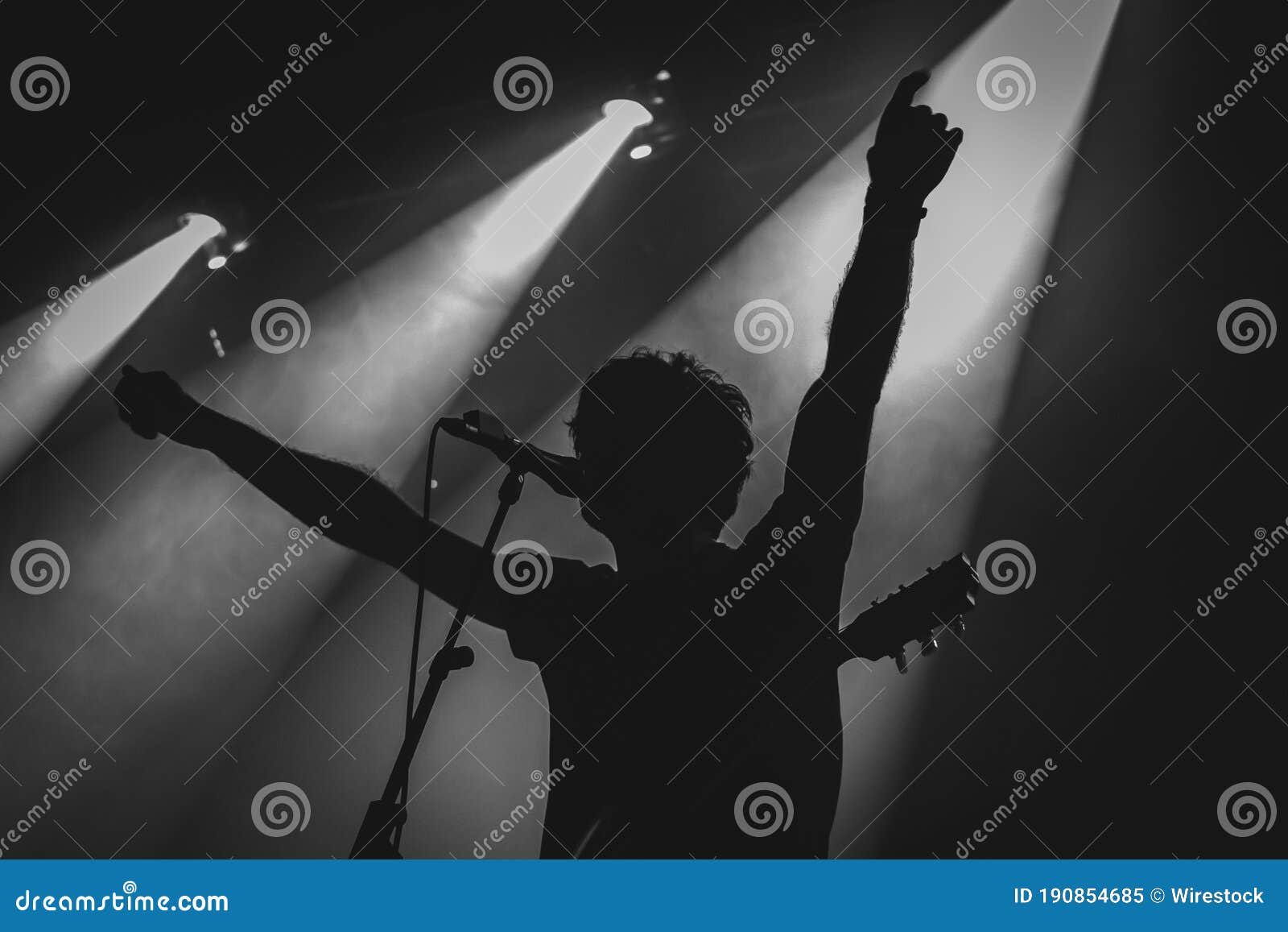 Shadow of the singer stock image. Image of rock, lights - 190854685