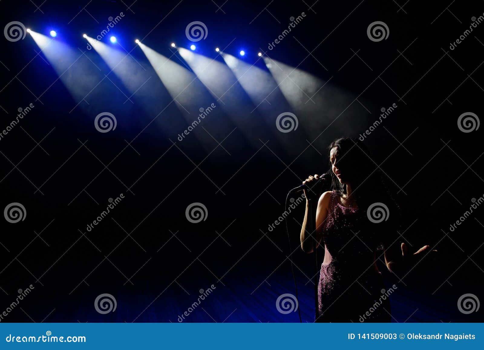 Shadow of Singer in Light on the Stage Stock Image - Image of broadway ...