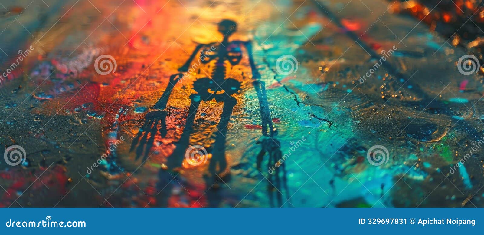 Shadow of a Skeleton on a Colorful Abstract Background, Using Vibrant ...