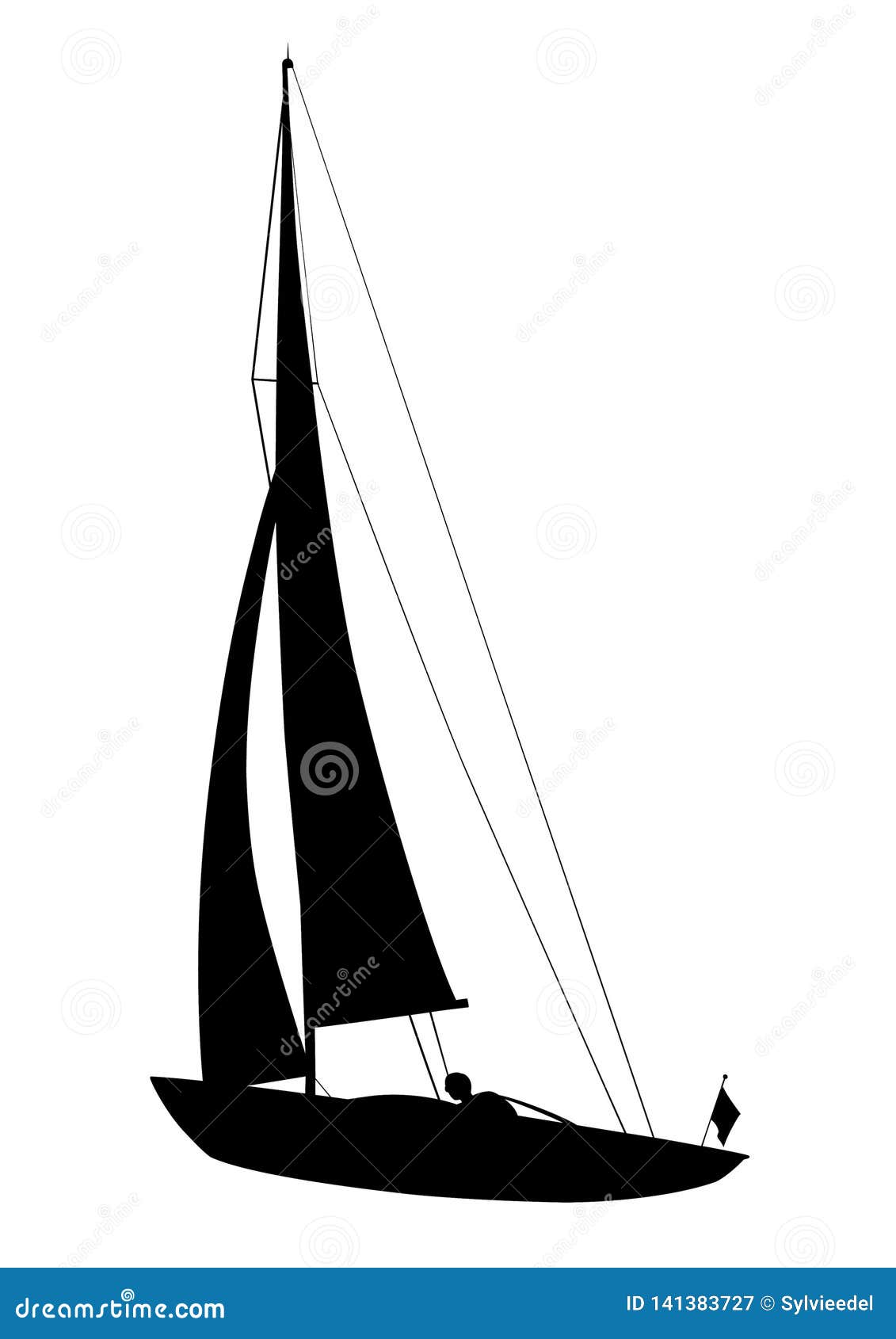 Shadow of a small sailboat stock vector. Illustration of shadow - 141383727