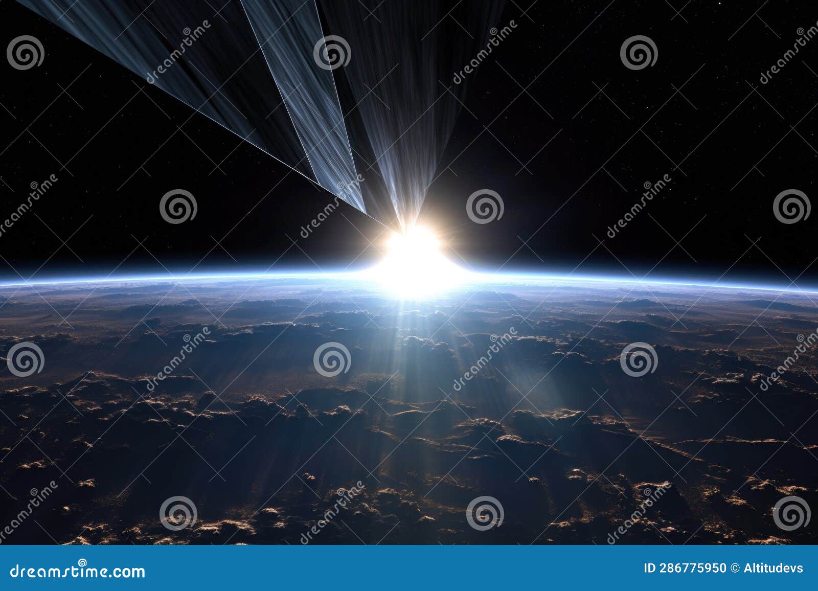 Shadow of Solar Sail Cast on Earths Surface Stock Illustration ...