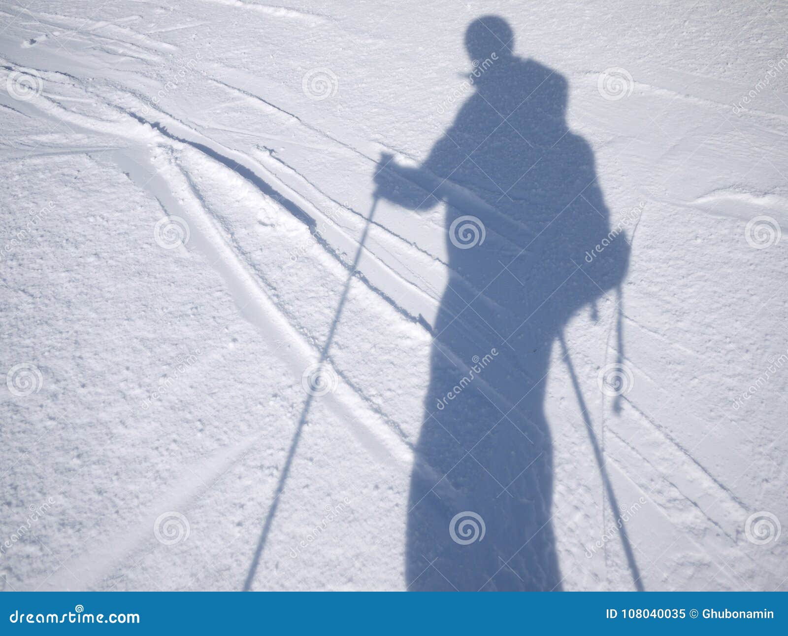 Shadow someone skiing stock image. Image of snow, winter - 108040035