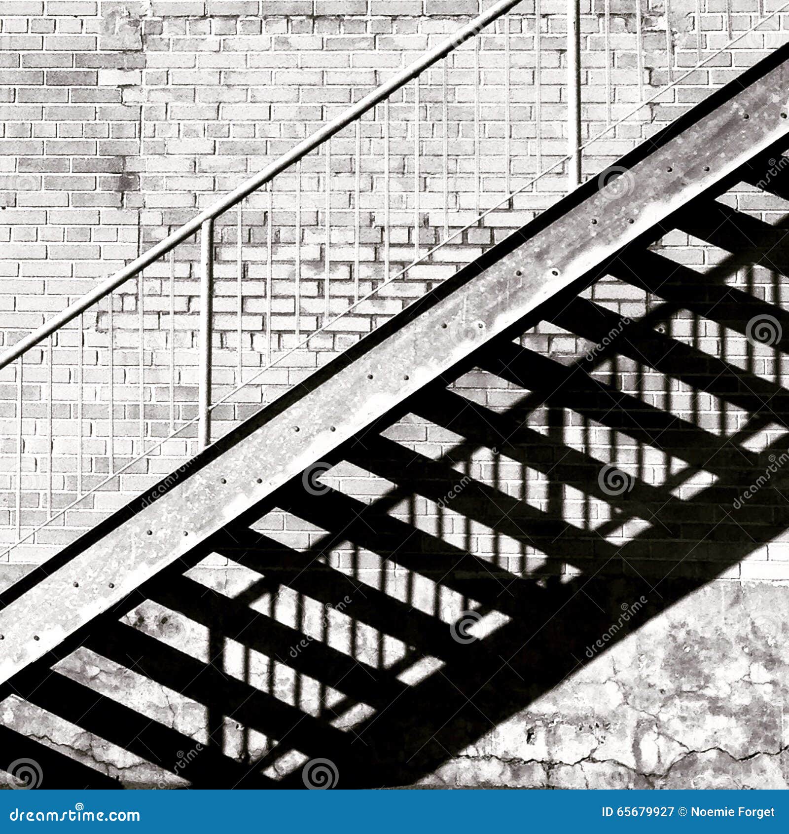 Shadow of a Stairs on a Brick Wall Stock Image - Image of metal ...