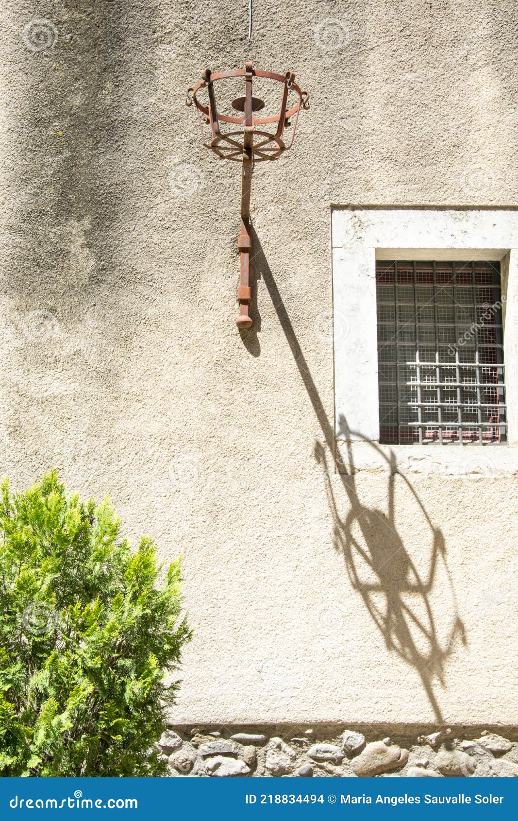 Shadow of a street lamp. stock photo. Image of window - 218834494