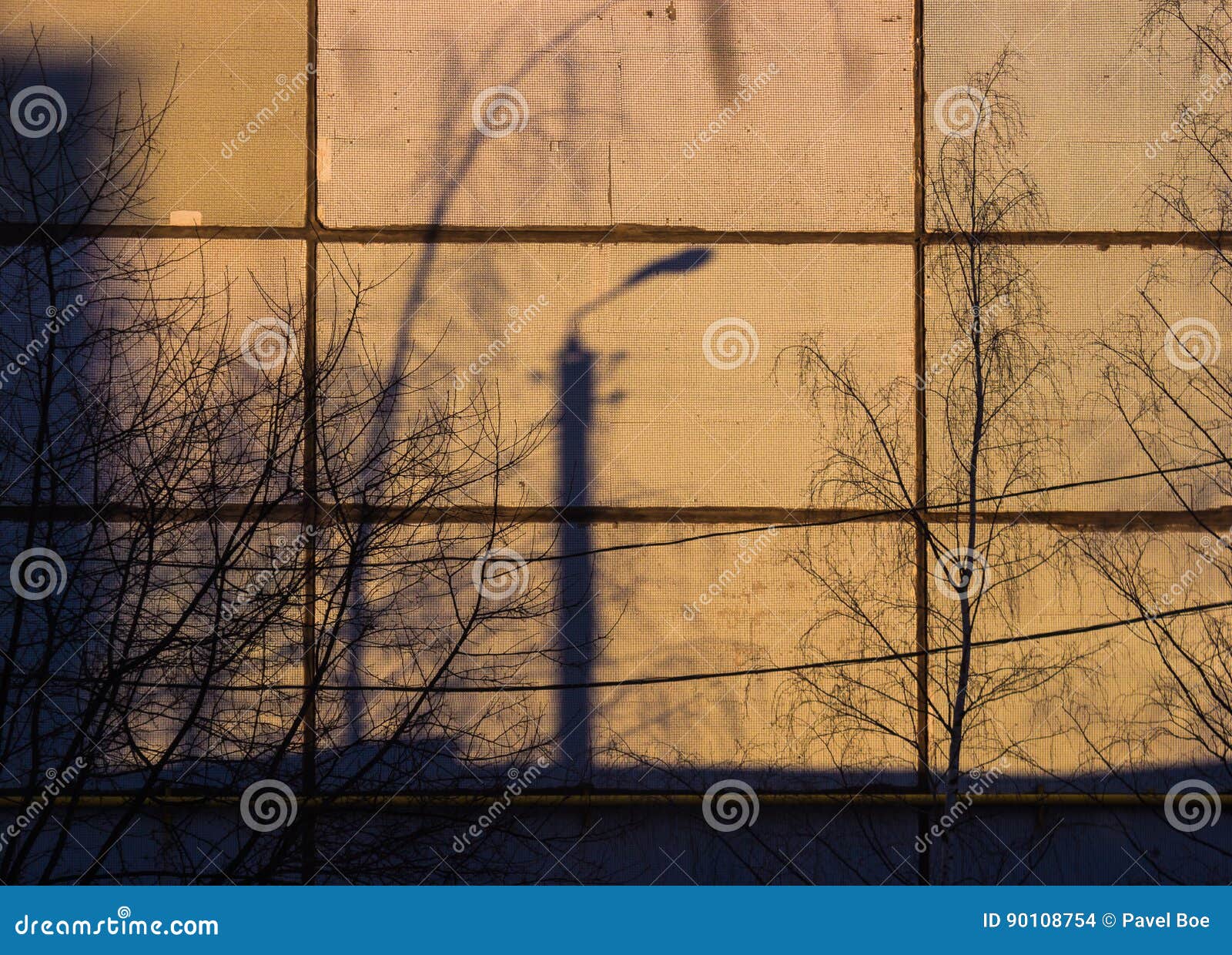 Shadow of the Street Pole on the Building Stock Photo - Image of street ...