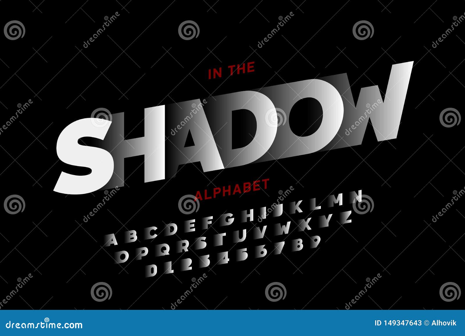 In the shadow font stock vector. Illustration of bold - 149347643