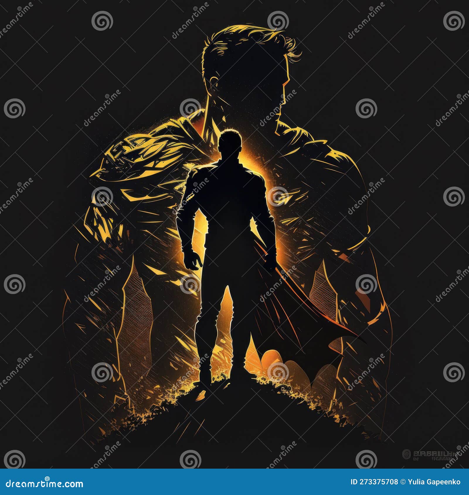 Shadow of Superhero on Dark Background. Illustration Generative AI ...