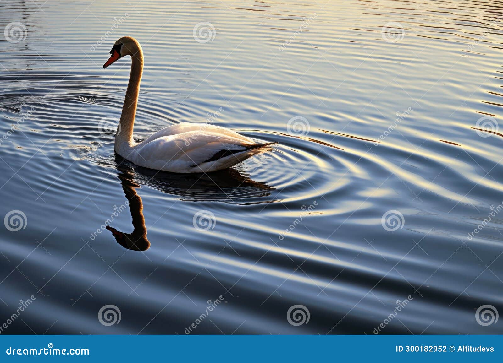 Shadow of a Swan on a Tranquil Lake Surface Stock Photo - Image of ...