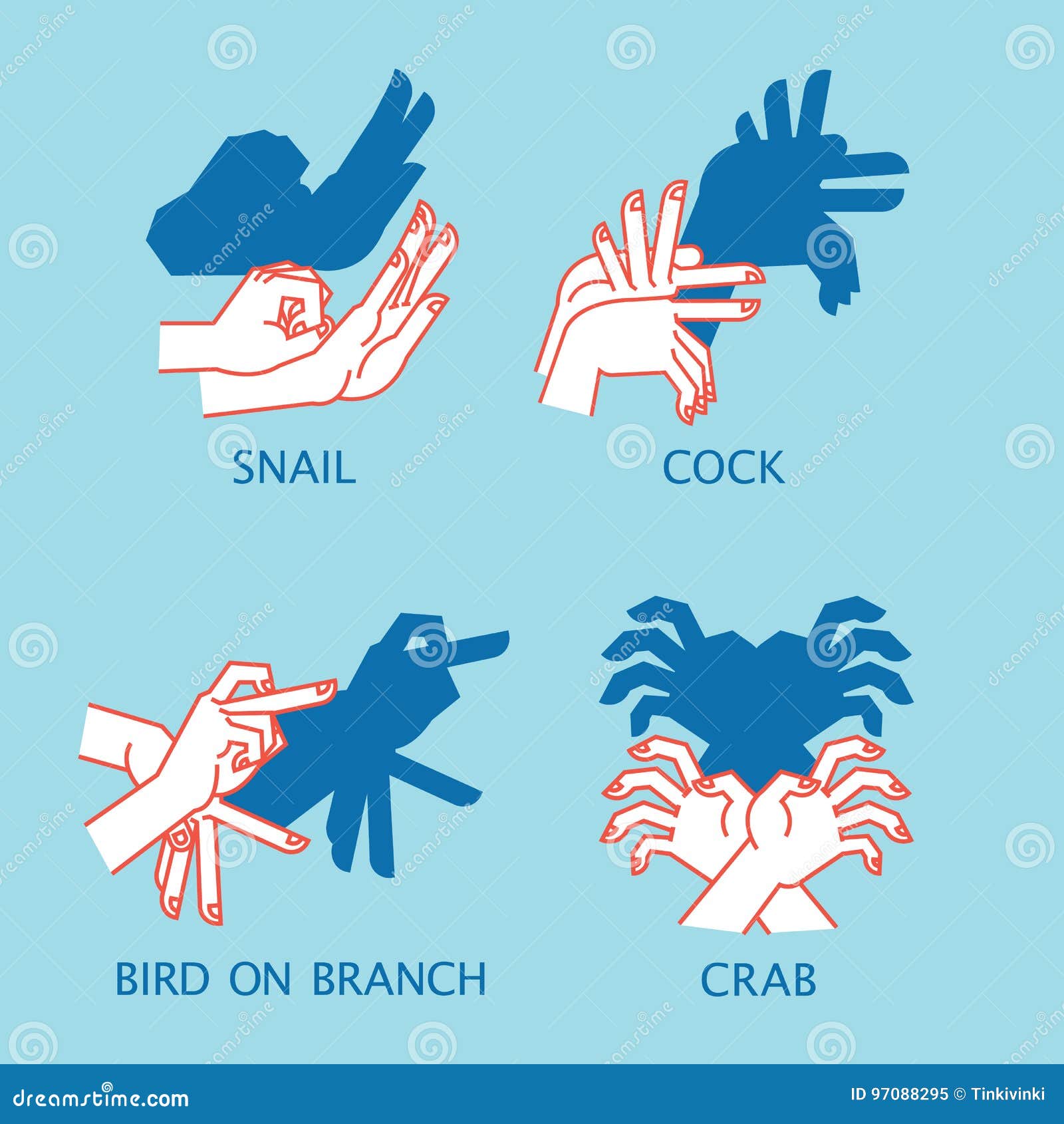 Shadow Theater. Hands Gesture Like Flying Bird. Vector Illustration Of ...