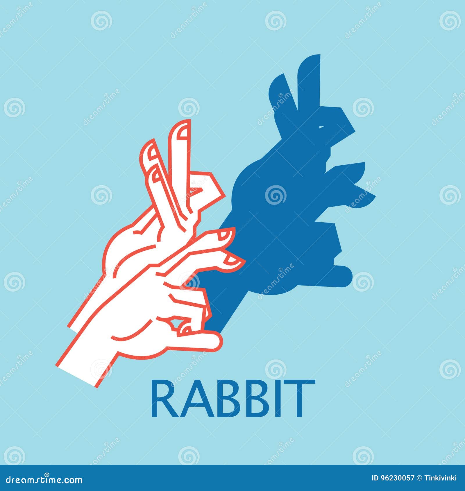 Shadow Theater. Hands Gesture Like Rabbit. Vector Illustration of ...