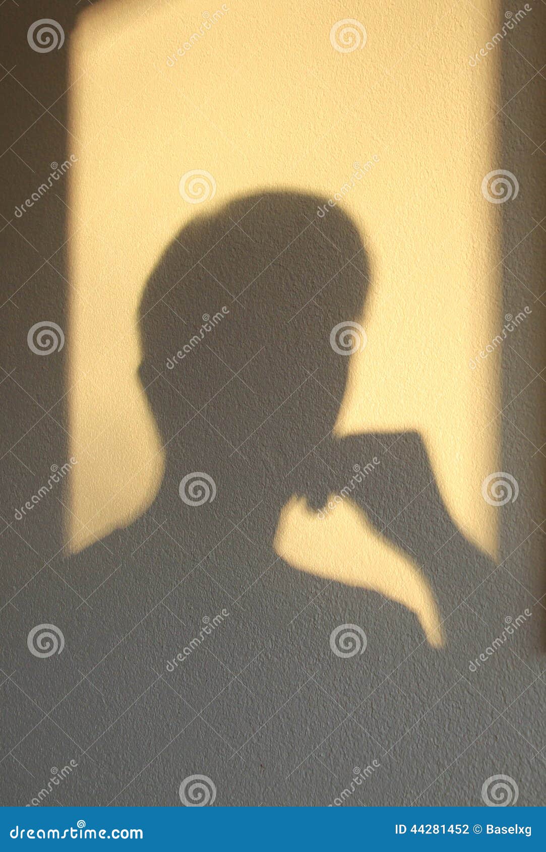 A shadow of thinking man stock photo. Image of wall, white - 44281452