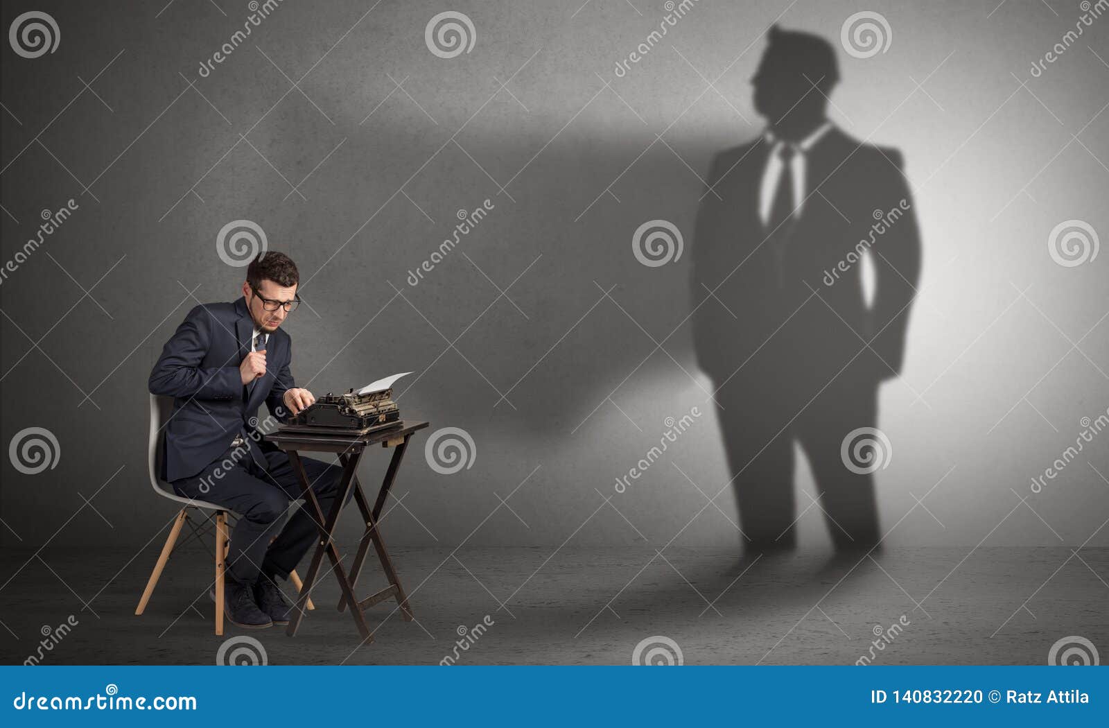 Shadow Threatening Hard Worker Man Stock Photo - Image of businessman ...