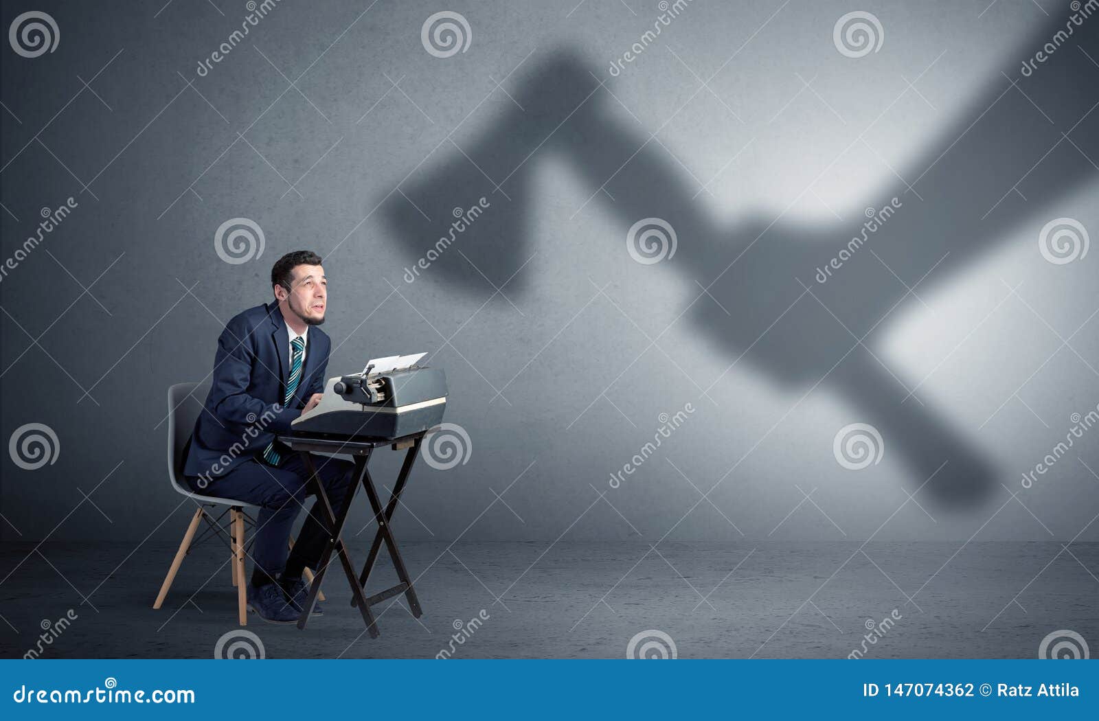 Shadow Threatening Hard Worker Man Stock Photo - Image of article, hate ...