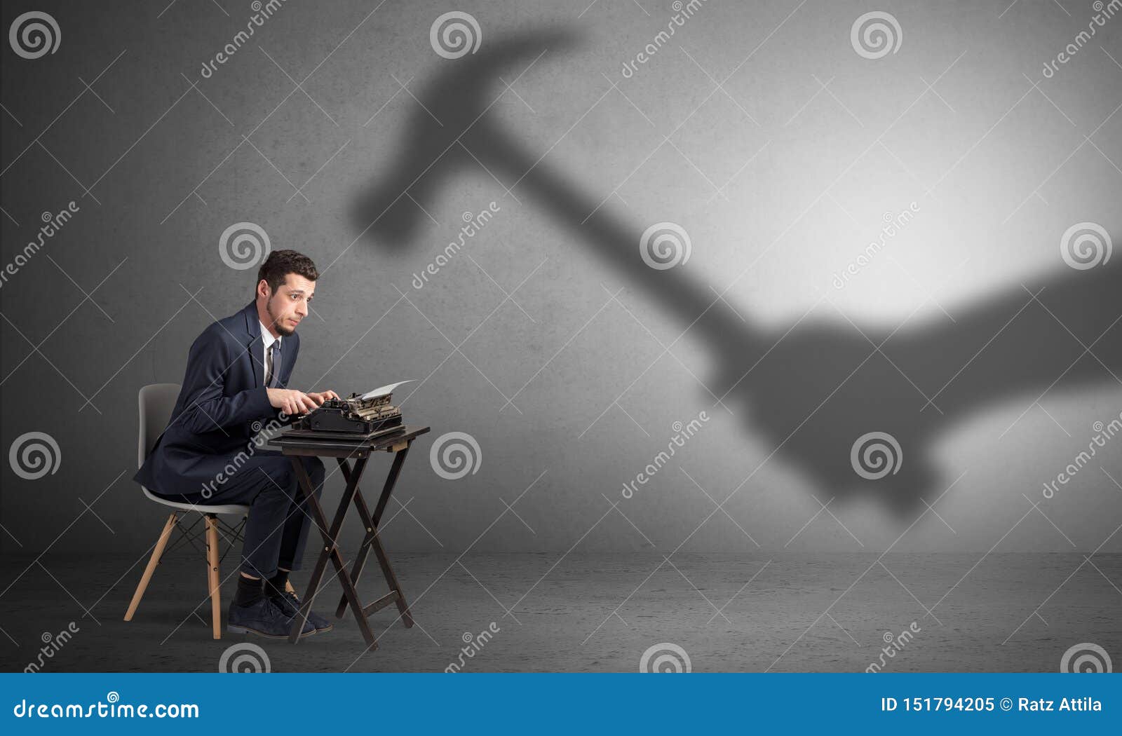 Shadow Threatening Hard Worker Man Stock Image - Image of journal ...