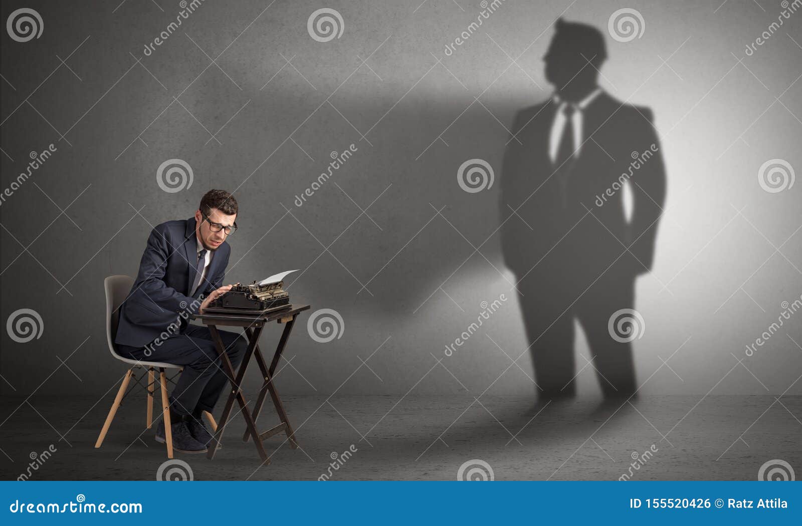 Shadow Threatening Hard Worker Man Stock Photo - Image of article ...