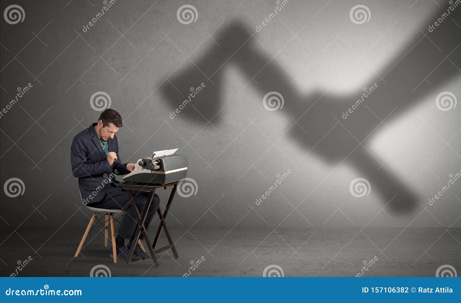 Shadow Threatening Hard Worker Man Stock Photo - Image of journal ...
