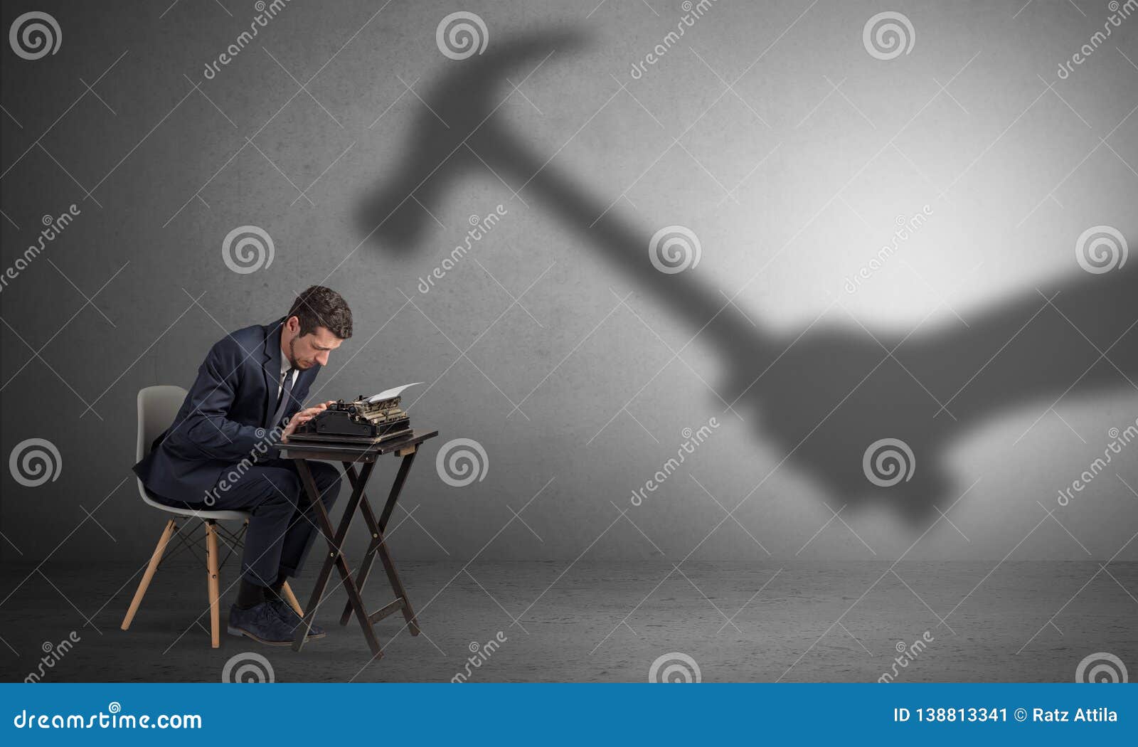 Shadow Threatening Hard Worker Man Stock Image - Image of hoax, male ...